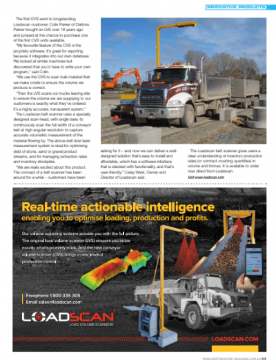 Loadscan featured in Earthmoving Equipment magazine - Loadscan